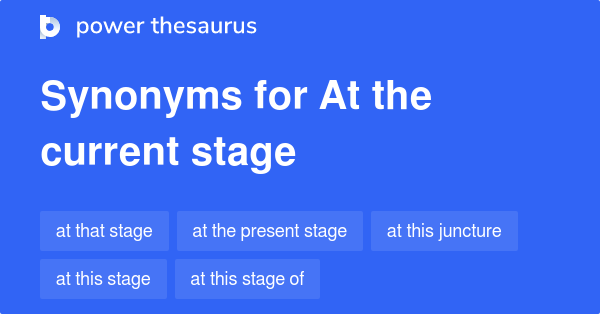 55 AT THE CURRENT STAGE Synonyms