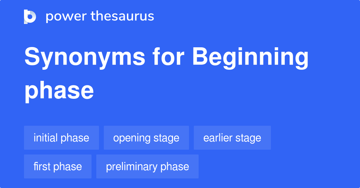 BEGINNING PHASE Synonyms: 442 Similar Words & Phrases