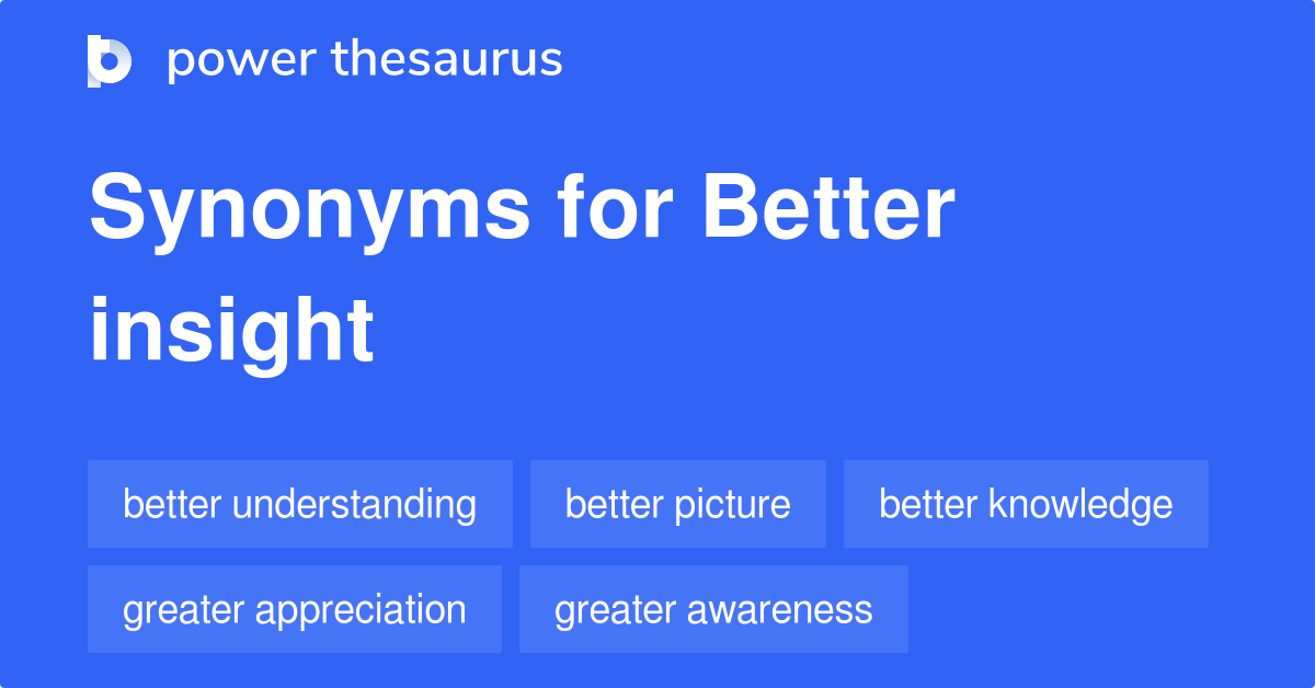 BETTER INSIGHT Synonyms: 233 Similar Words & Phrases