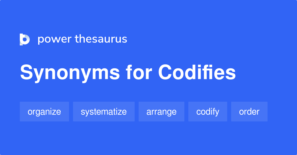 CODIFIES Synonyms: 109 Similar Words & Phrases