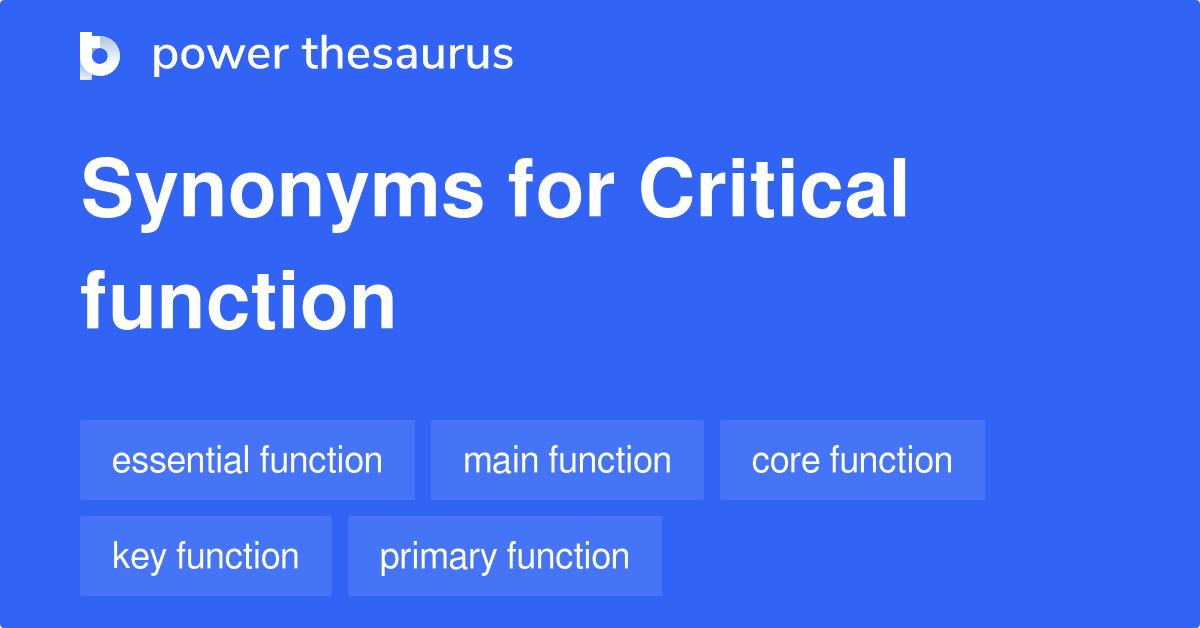 CRITICAL FUNCTION Synonyms: 226 Similar Phrases
