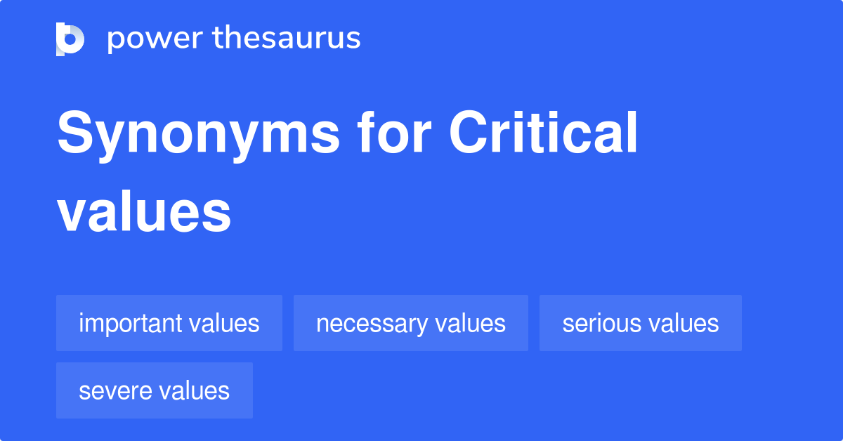 CRITICAL VALUES Synonyms: 19 Similar Words & Phrases