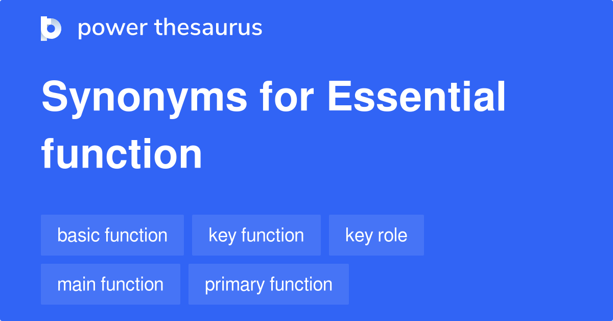 ESSENTIAL FUNCTION Synonyms: 498 Similar Words & Phrases