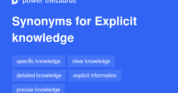 EXPLICIT KNOWLEDGE Synonyms: 237 Similar Words & Phrases