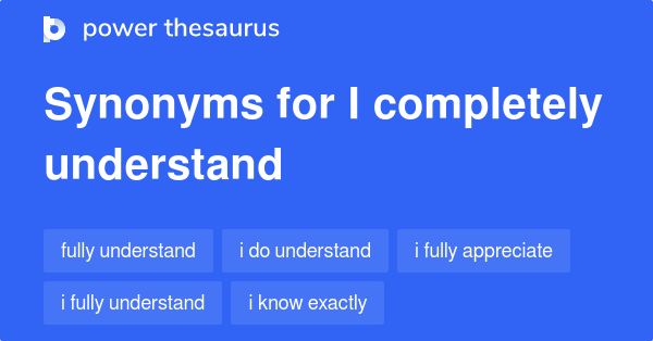 I COMPLETELY UNDERSTAND Synonyms: 80 Similar Words & Phrases