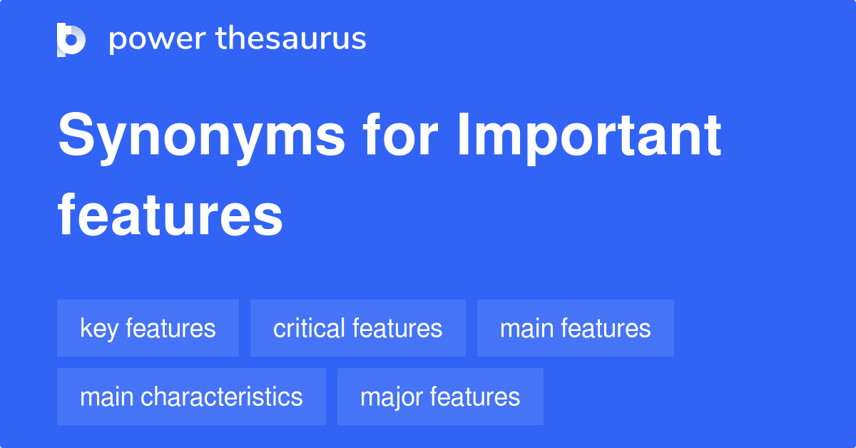 IMPORTANT FEATURES Synonyms: 158 Similar Phrases