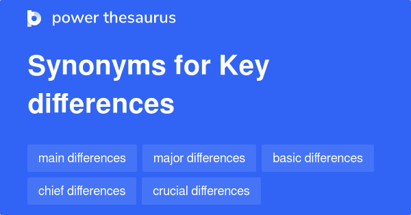Key Differences synonyms - 62 Words and Phrases for Key Differences