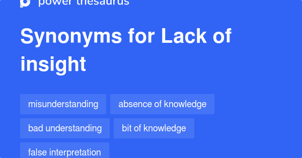 LACK OF INSIGHT Synonyms: 284 Similar Words & Phrases