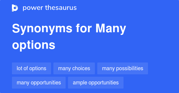 MANY OPTIONS Synonyms: 167 Similar Phrases