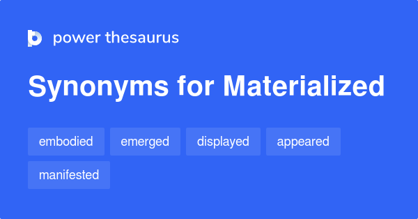 MATERIALIZED Synonyms: 686 Similar Words & Phrases