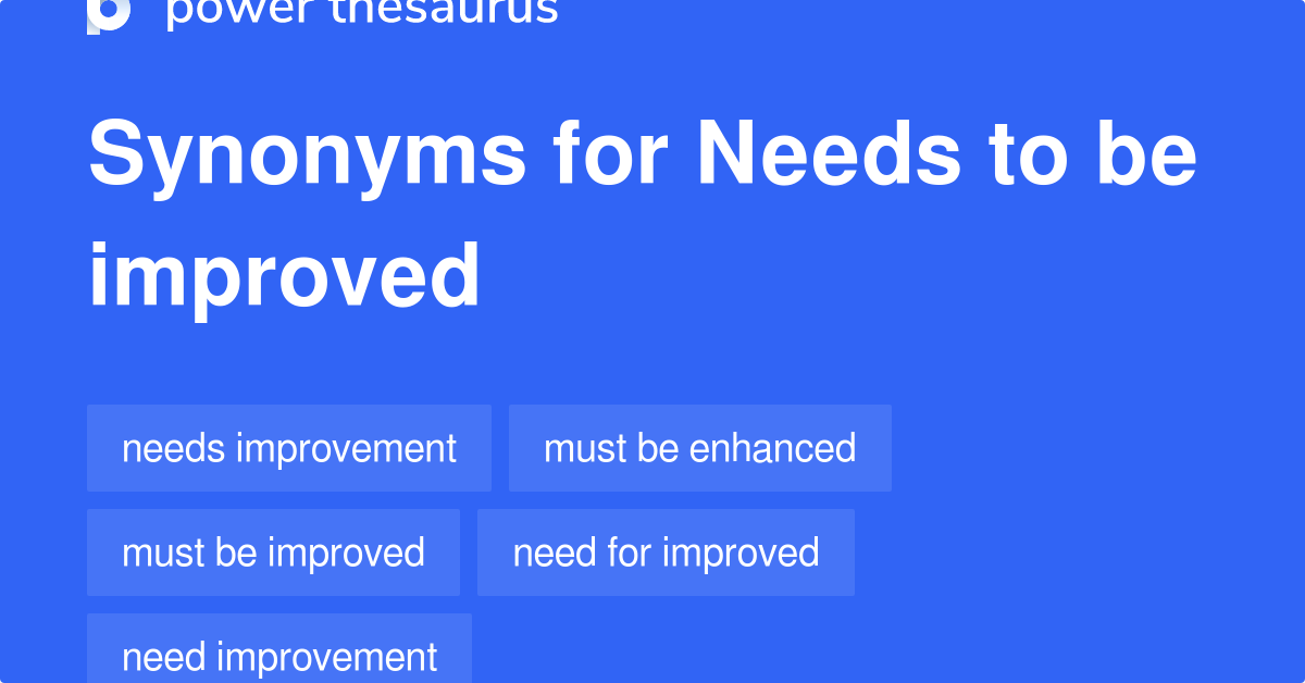 NEEDS TO BE IMPROVED Synonyms: 96 Similar Phrases