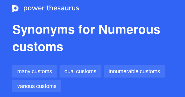 Numerous Customs synonyms - 17 Words and Phrases for Numerous Customs