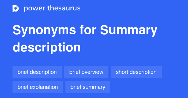 66 SUMMARY DESCRIPTION Synonyms