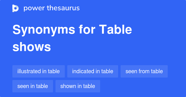 TABLE SHOWS Synonyms: 52 Similar Phrases