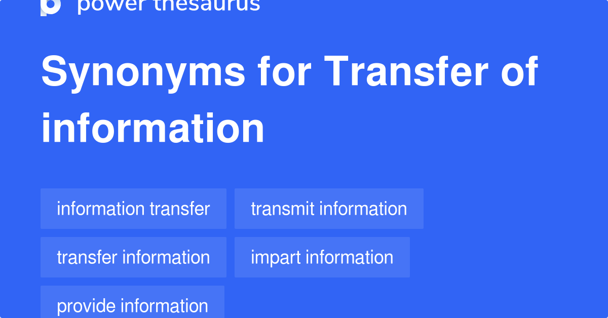 TRANSFER OF INFORMATION Synonyms: 245 Similar Words & Phrases