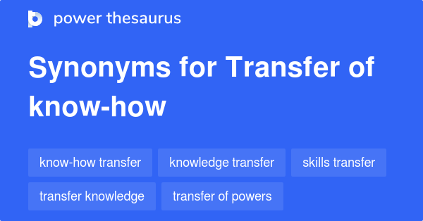 Transfer Of Know-how synonyms - 69 Words and Phrases for Transfer Of ...