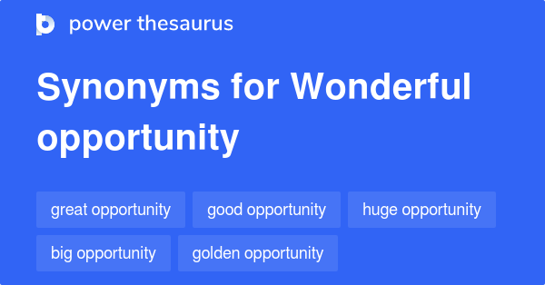 WONDERFUL OPPORTUNITY Synonyms: 218 Similar Words & Phrases